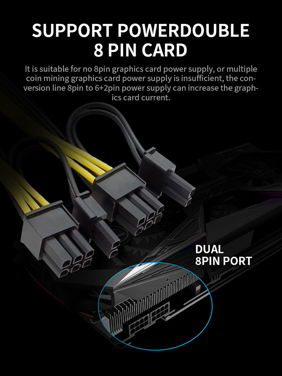 6 Pin Male To Dual 8 Pin Male Power Cable 6 Pin Male To Dual 8 Pin Male ...