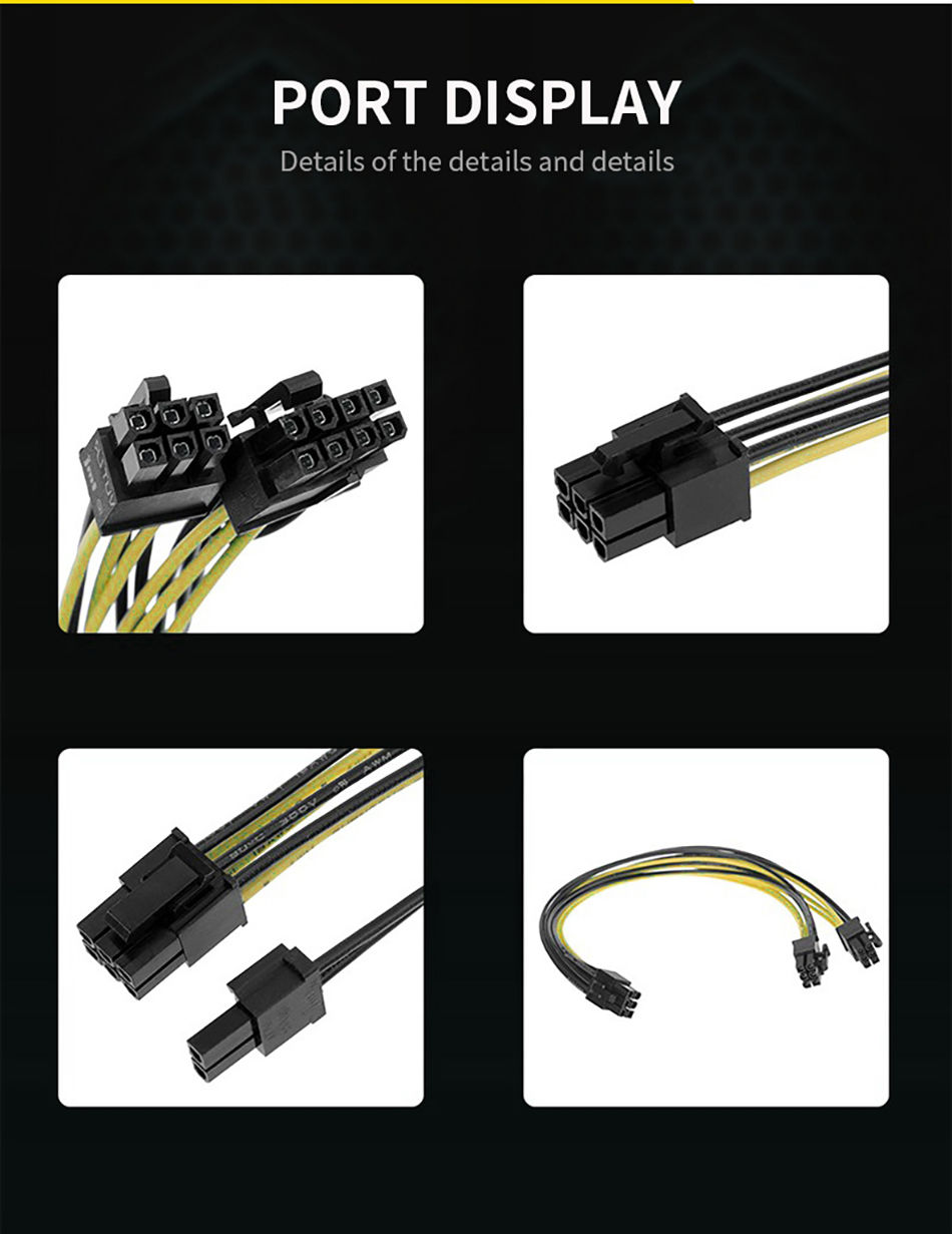 6 Pin Male To Dual 8 Pin Male Power Cable 6 Pin Male To Dual 8 Pin Male ...