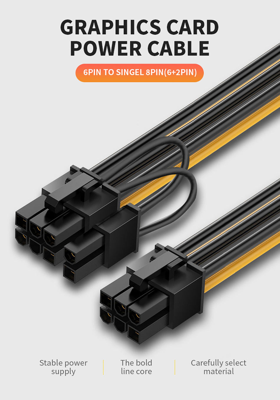 Buy Wholesale China 6p Male To 8pin 6+2p Male Pcie 6pin To 8pin Power Cable Gpu Graphics Card ...