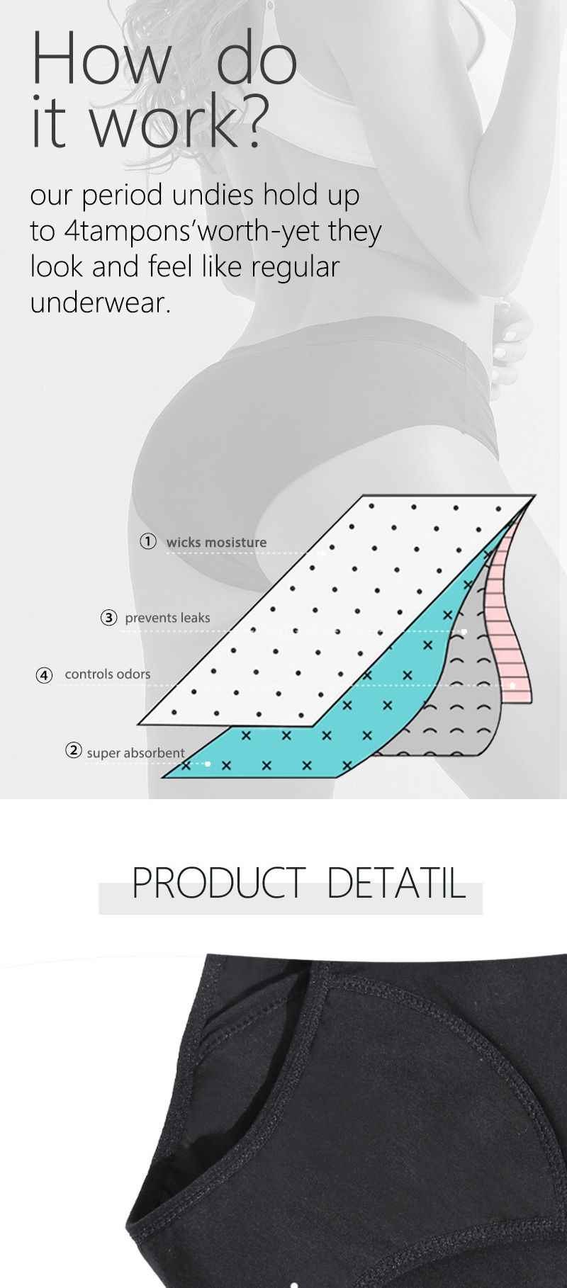 Buy Wholesale China Woman Cotton Period Underwear Plus Size Four Layers ...