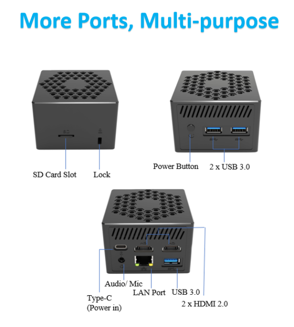 Mini Cube Pc Ac8-m N5105 M.2 2242 Ssd/emmc 8gb Onboard Lpddr4 Type-c 2 ...