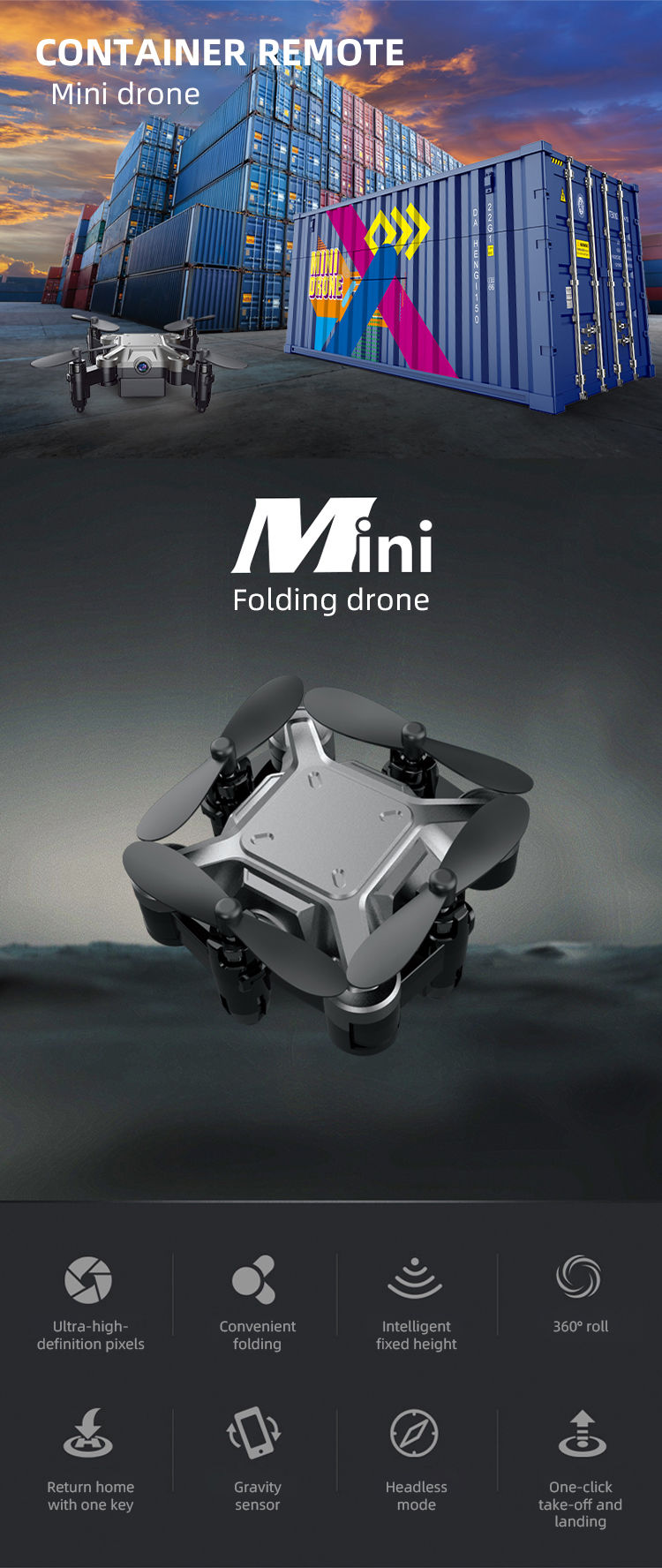 2.4g Wifi Mini Quad Rotor Uav Container Hd Camera Remote Control ...