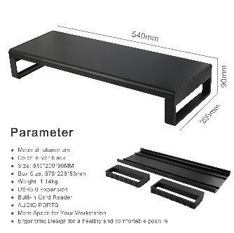 Monitor Riser Computer Stand Riser Holds 32" Monitor Aluminum Monitor ...