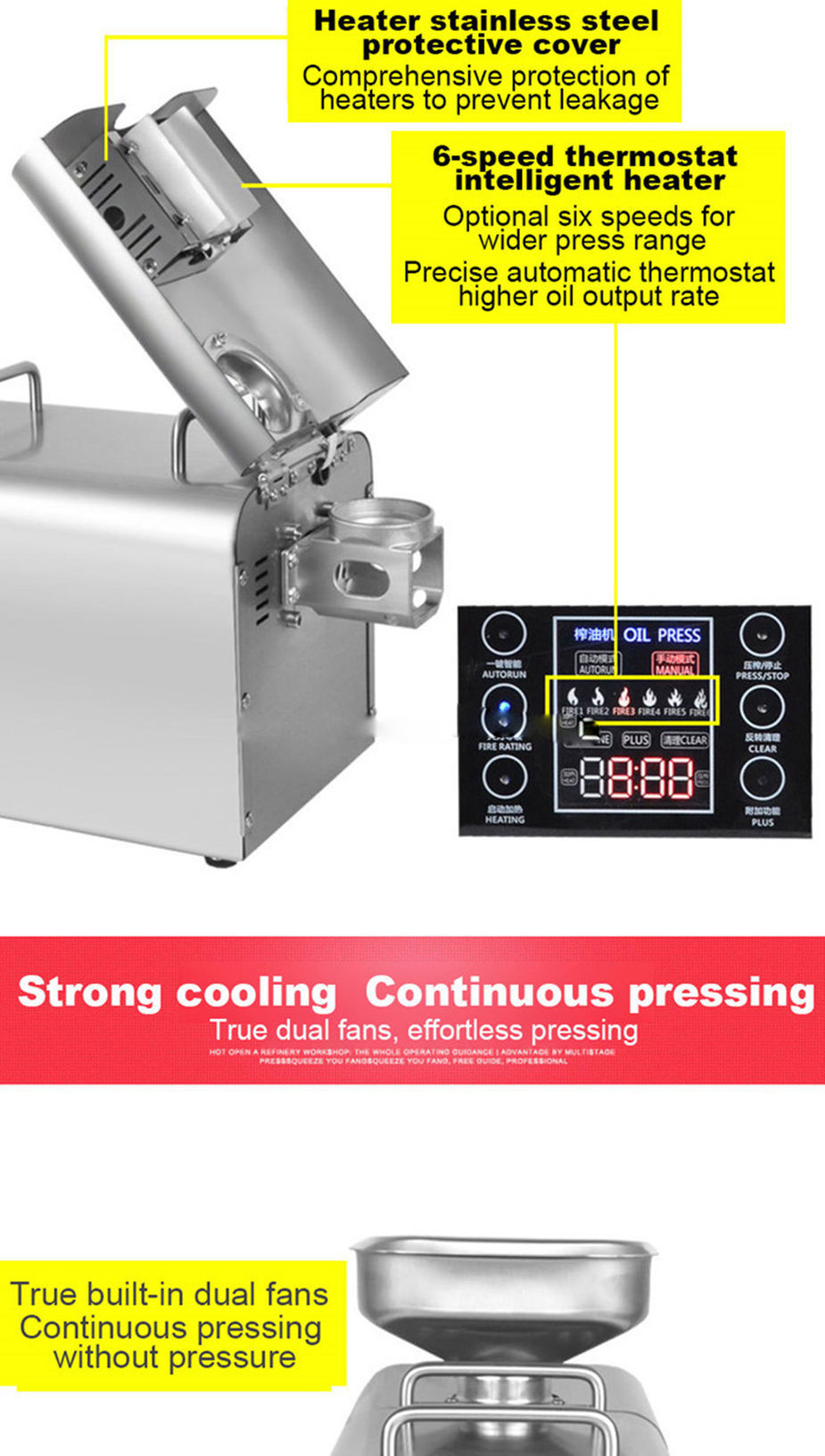 Larger Capacity Automatic Temperature Control Screw Mini Oil Press ...