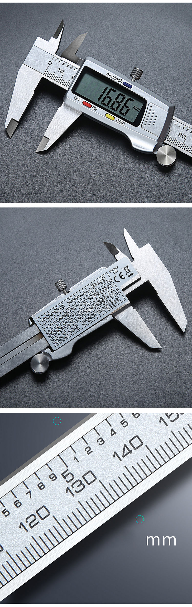 Digital Caliper 0-6" (0-150mm) Calipers Measuring Tool Stainless Steel ...