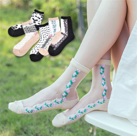 Buy Wholesale China New Broken Flower Glass Silk Stockings Thin Sole ...