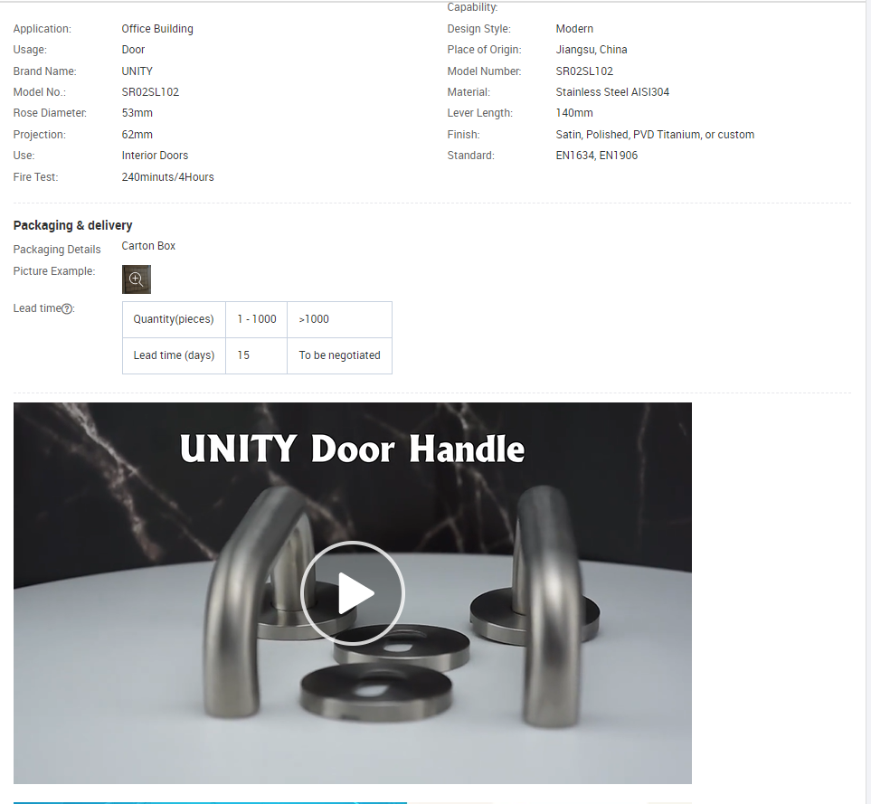 Unity Sr02sl102 High Quality Modern Door Handle Factory Wholesale Stainless Door Handle ...