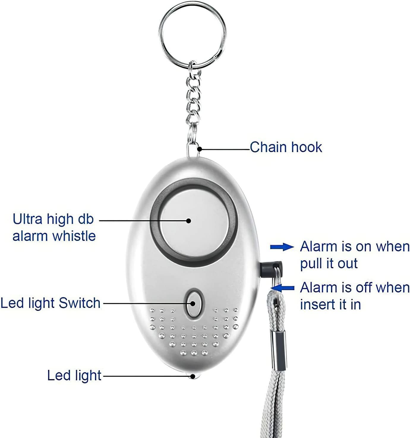 Personal Alarm Self Defense Keychain, Security Alarm Safety Keychain ...