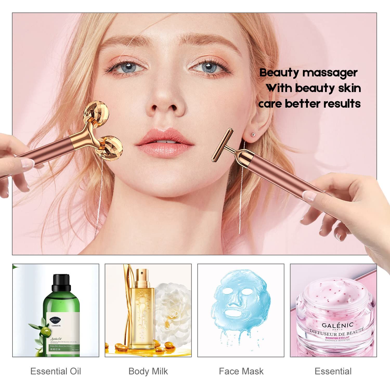 Compre Barra De Belleza 2 En 1 Con Pulso Dorado 24k, Masajeador Facial ...