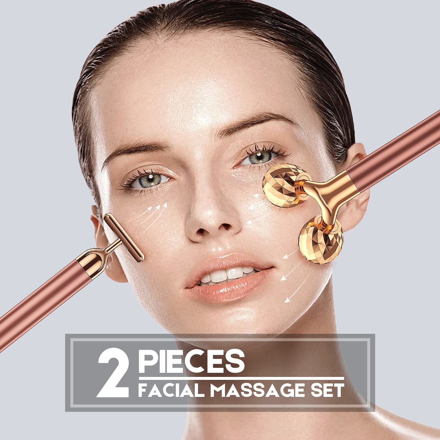 Compre Barra De Belleza 2 En 1 Con Pulso Dorado 24k, Masajeador Facial ...