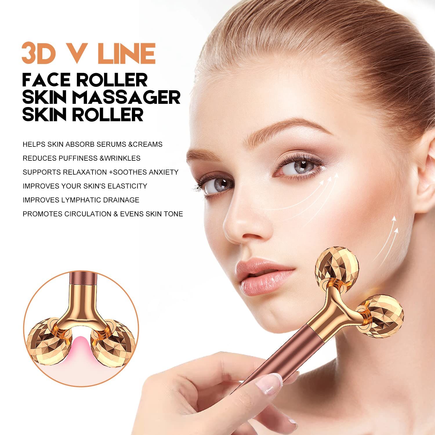 Compre Barra De Belleza 2 En 1 Con Pulso Dorado 24k, Masajeador Facial ...
