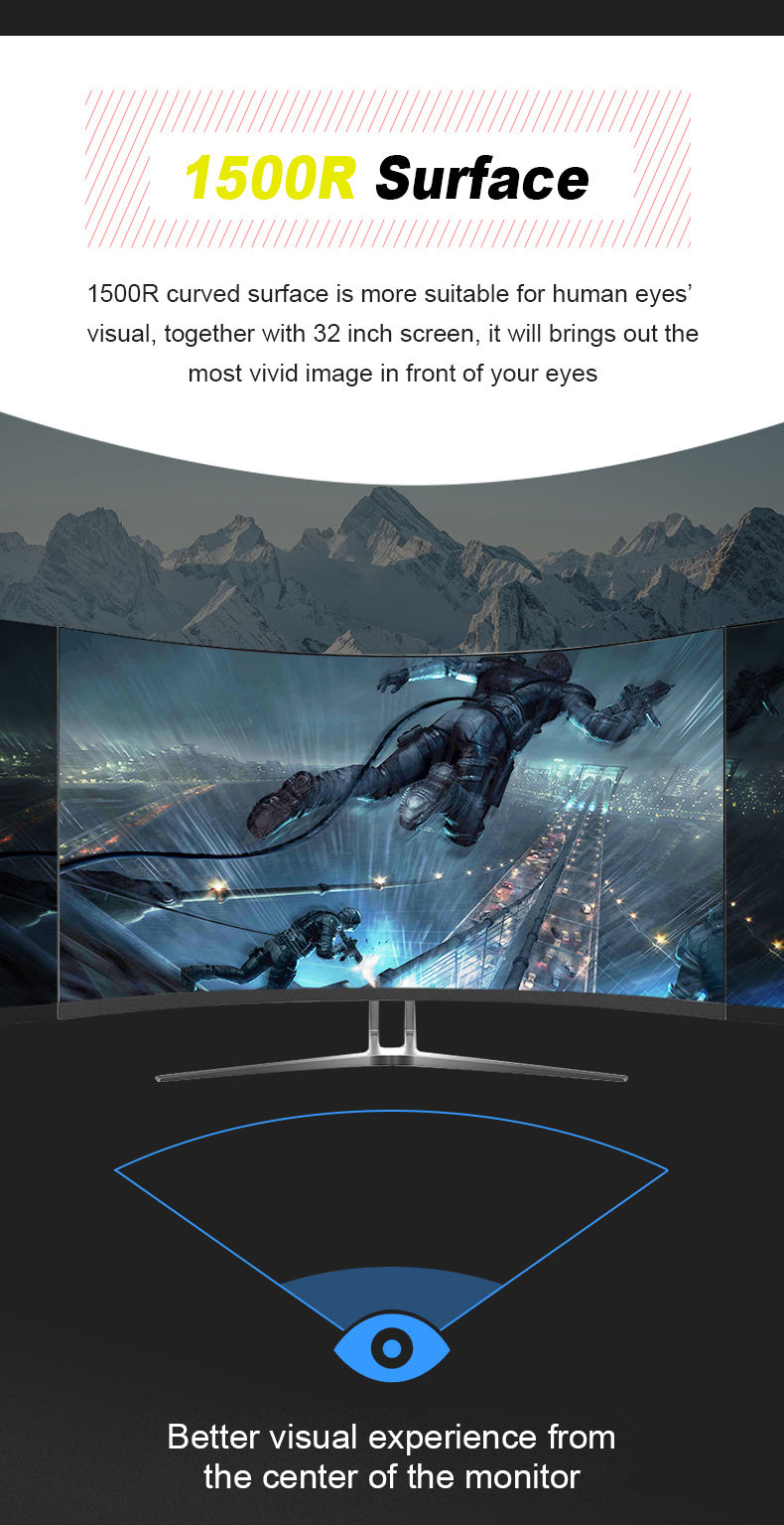 2k 144hz Curved Backlight Gaming Monitor E-sport Competition Computer ...