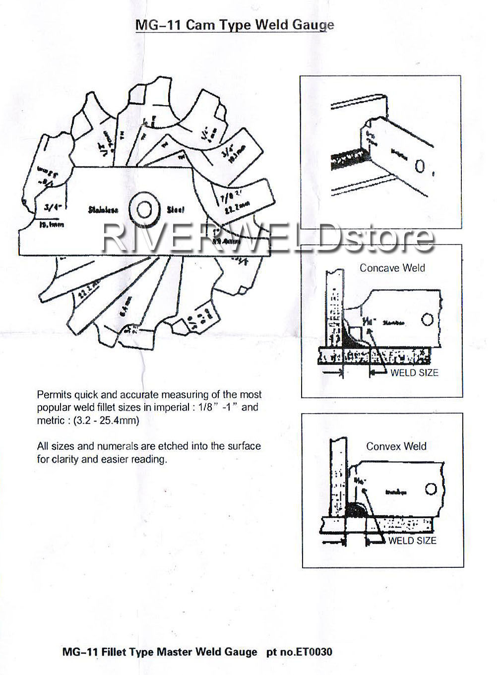 Riverweld 7piece Fillet Weld Set Gage Rl Gauge Depth Gauges Welding ...