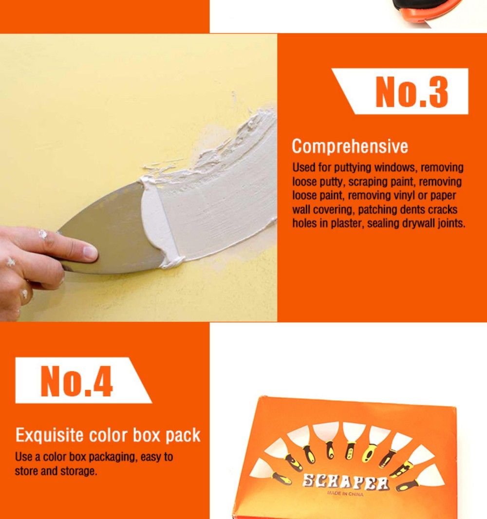 3inch Wide Flexible Blade Putty Scraper Knife With Soft Grip Handle ...