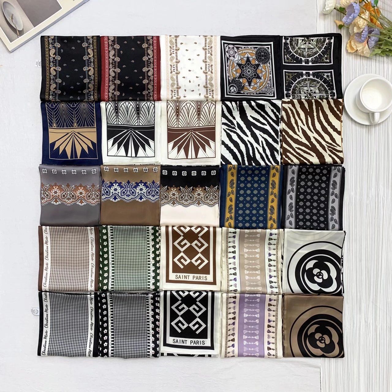 Buy Wholesale China Classic Style Round Point Design Silk Scarfs 100% ...