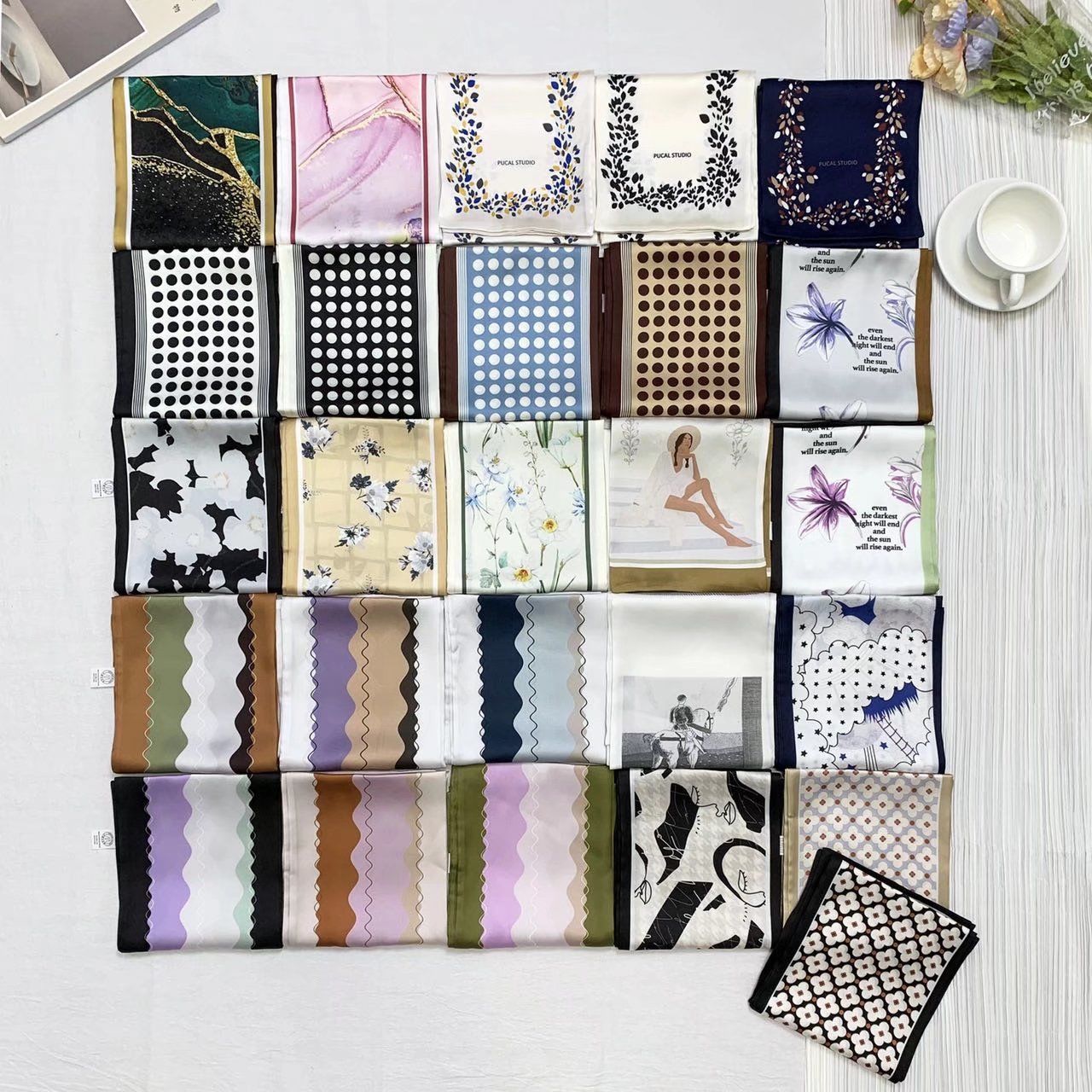 Buy Wholesale China Classic Style Round Point Design Silk Scarfs 100% ...