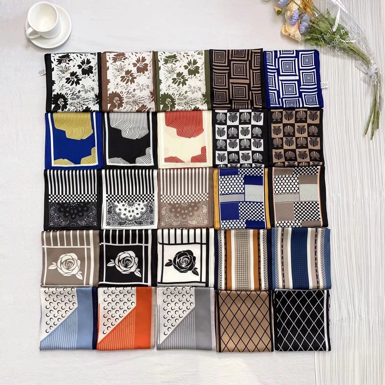 Buy Wholesale China Classic Style Round Point Design Silk Scarfs 100% ...