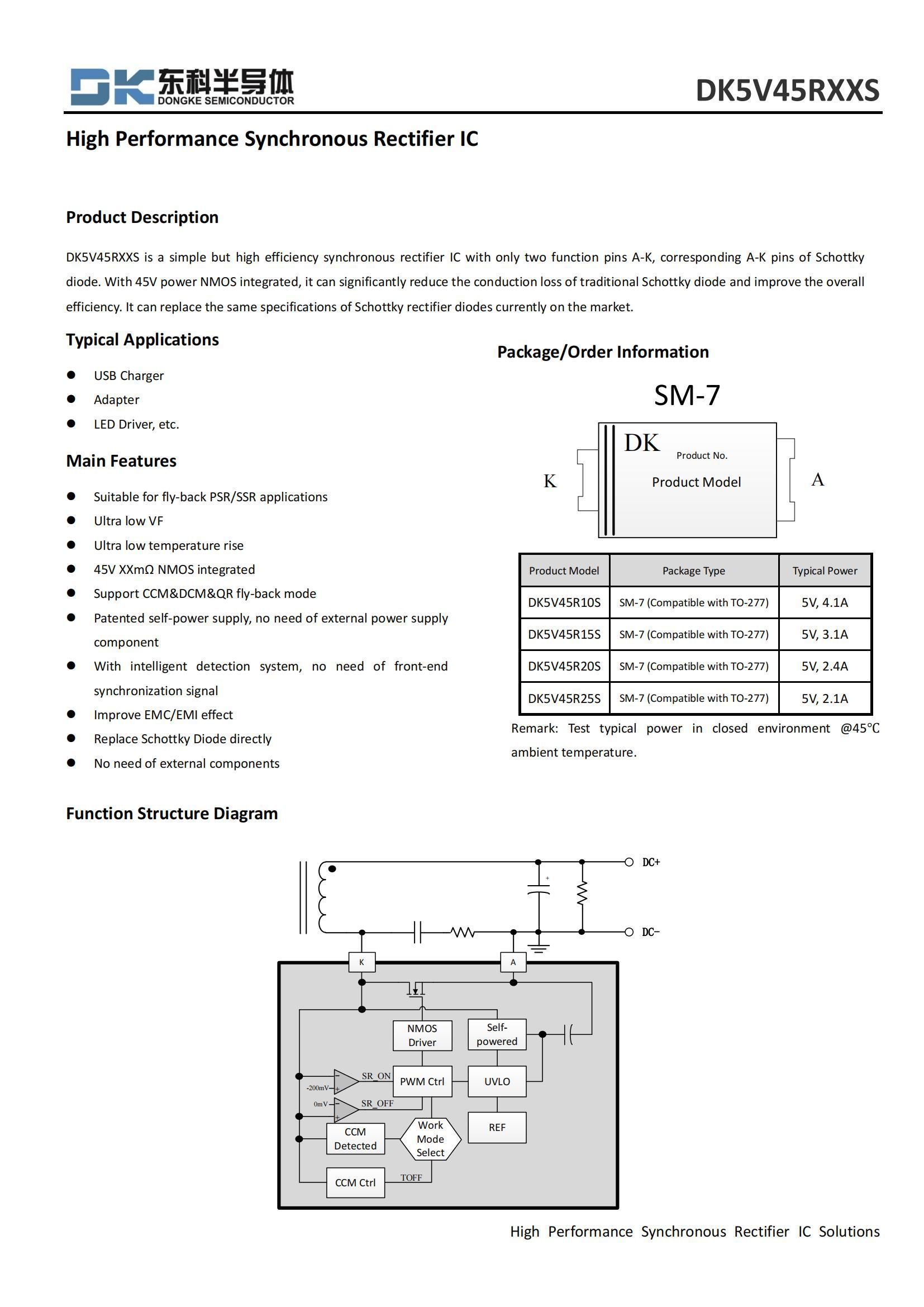 Dk5v45r15s Sm-7 Original Factory High Performance Synchronous Rectifier ...