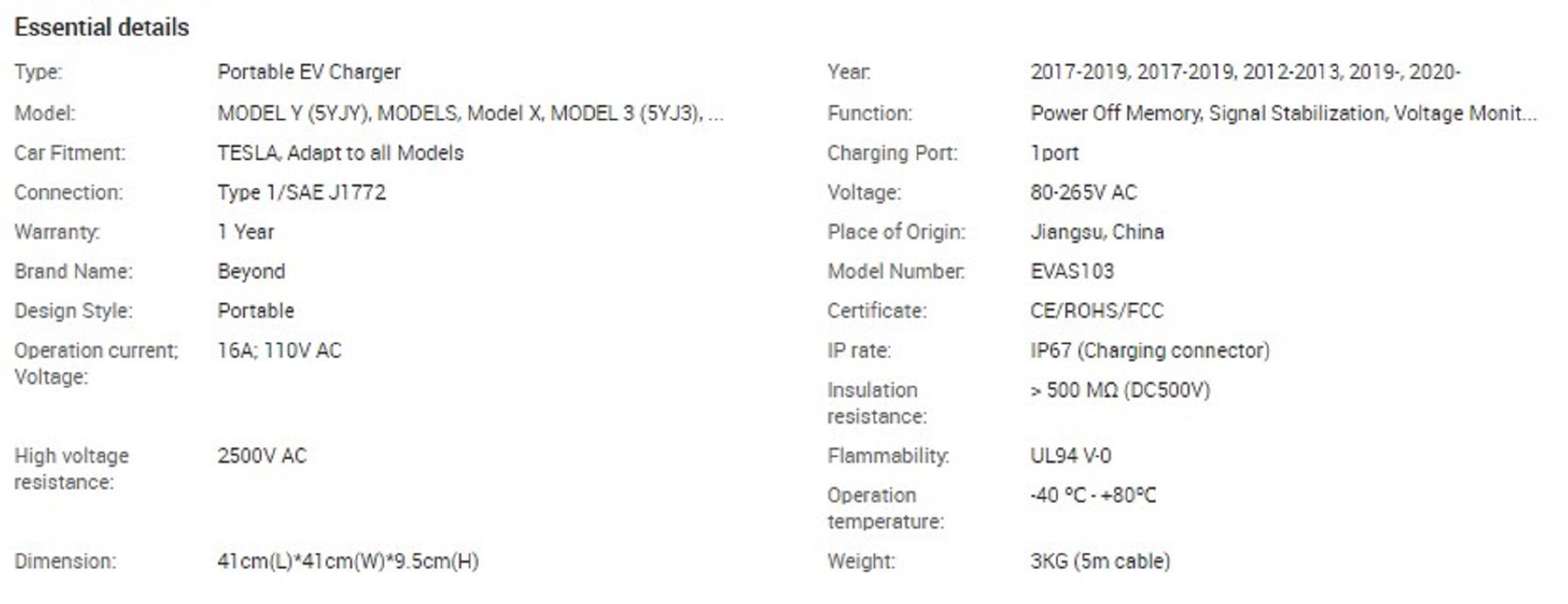 Buy Wholesale China 3.5kw 16a Level 1 Sae J1772 Type 1 Car Charger ...