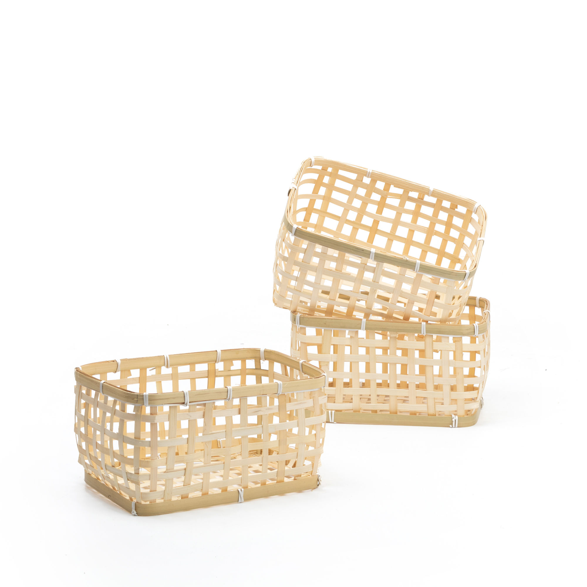 Natural Bamboo Storage Basket/open Weaving Basket For Kitchen, Living ...
