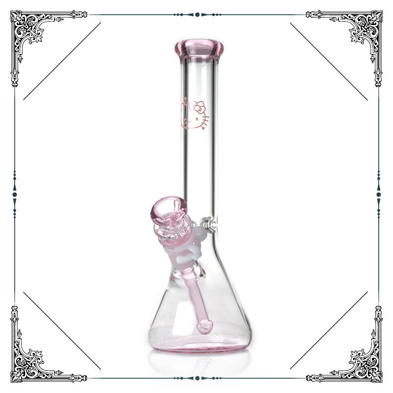 10 Inches Pink Cat Glass Bong Beaker Glass Water Pipe Beaker Hookah ...