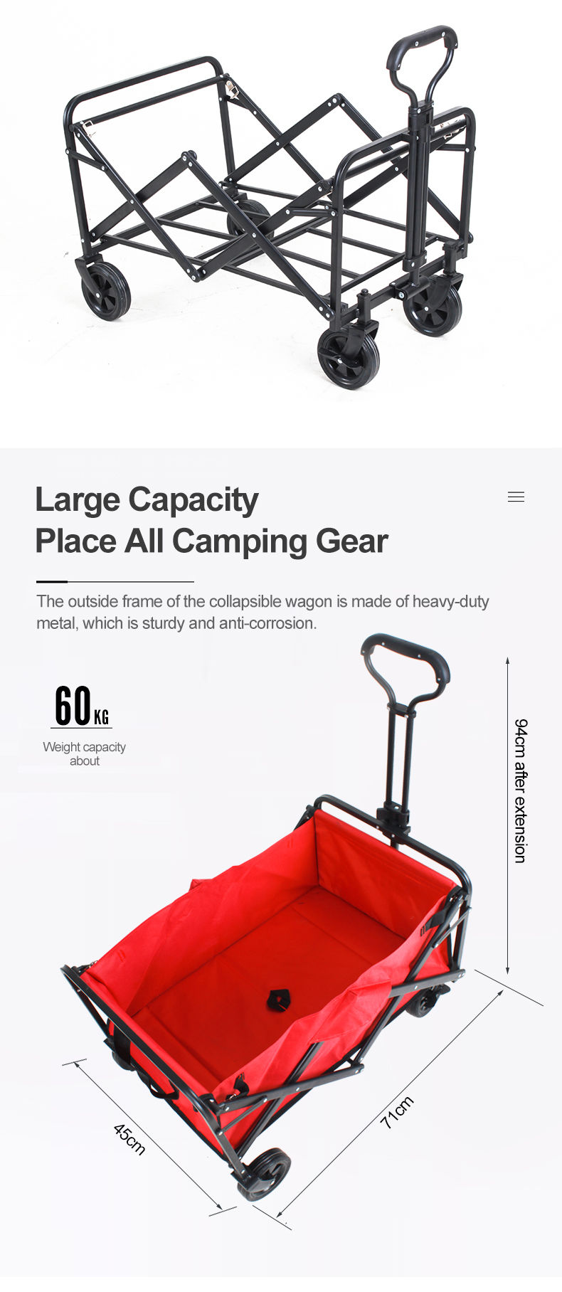 Outdoor Folding Camping Shopping Beach With Four Wheeled Hand Cart ...