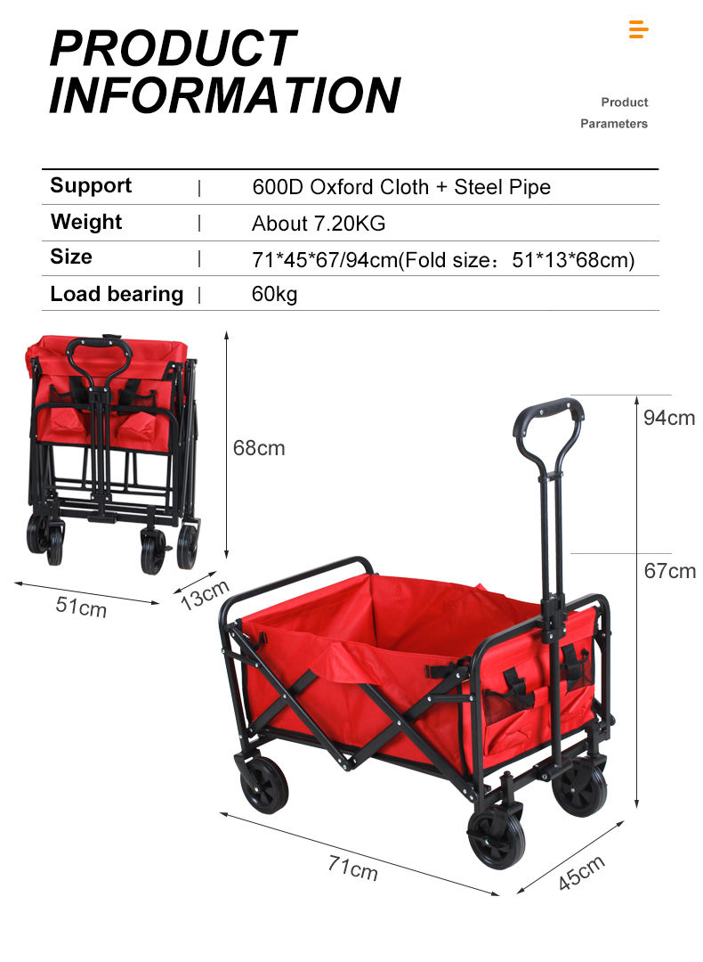 Outdoor Folding Camping Shopping Beach With Four Wheeled Hand Cart ...