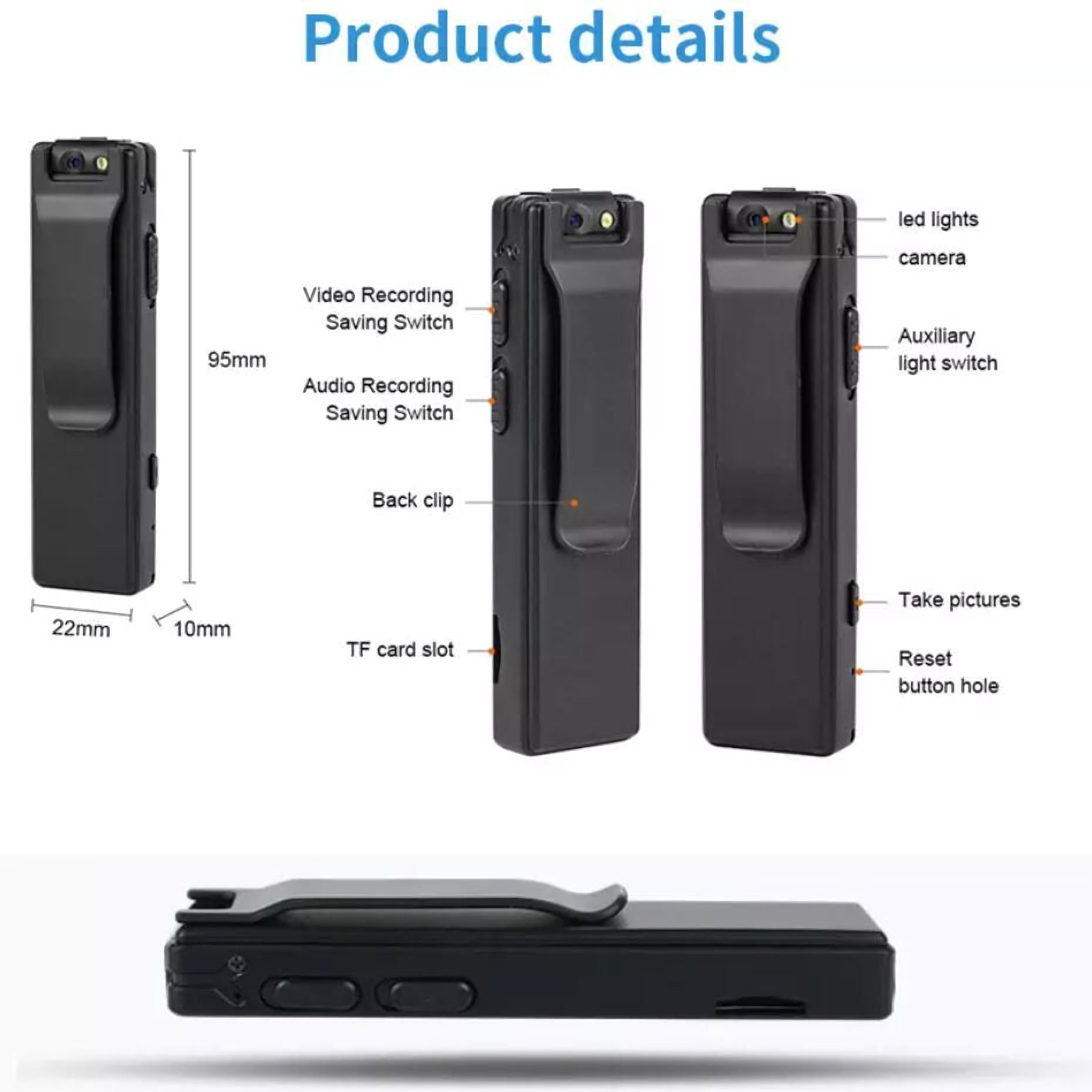 Hd 1080p Body Worn Camera Portable Wearable Magnetic Video Spy Camera ...