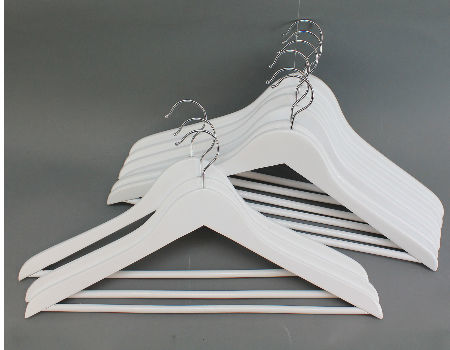 Buy Wholesale China Wooden Clothes Hanger With Bar White Solid Half ...