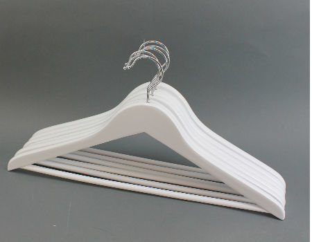 Buy Wholesale China Wooden Clothes Hanger With Bar White Solid Half ...