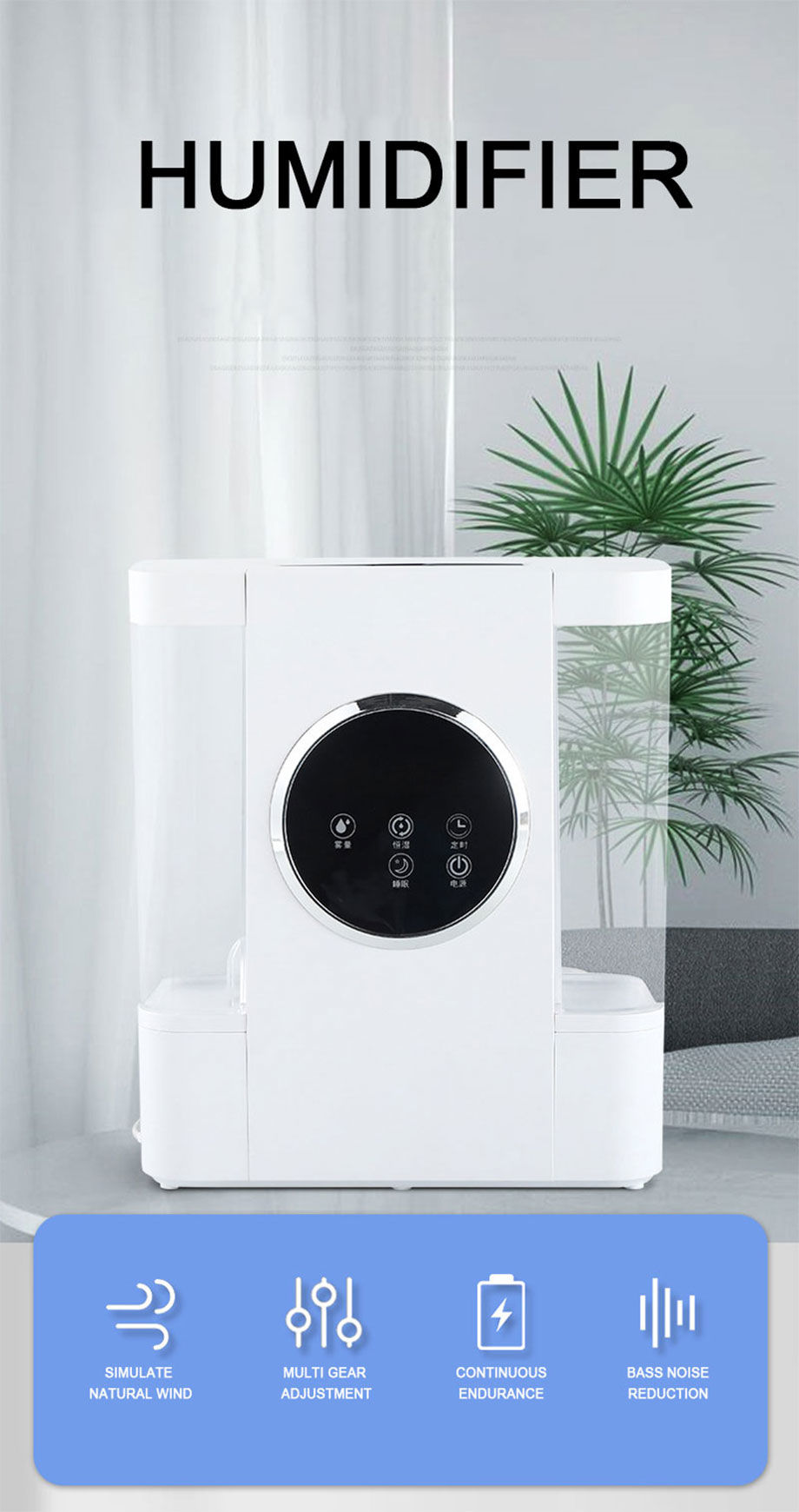 Digital Touch Screen Electric 4l Portable Home Office Ultrasonic Smart ...