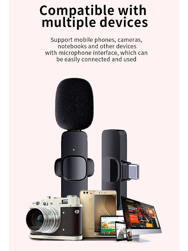 Smart Phone Lav For Iphone Android Pc Mini Lapel Mic Wireless Bluetooth ...