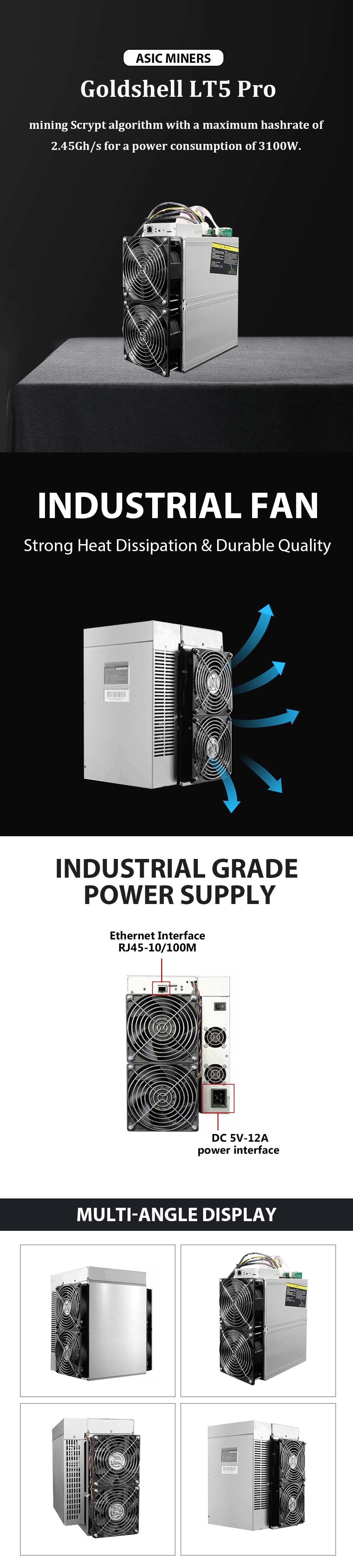 2140miner Crypto Goldshell Lt5 Pro 2.45gh 3100w Ltc Mining Machine Good ...