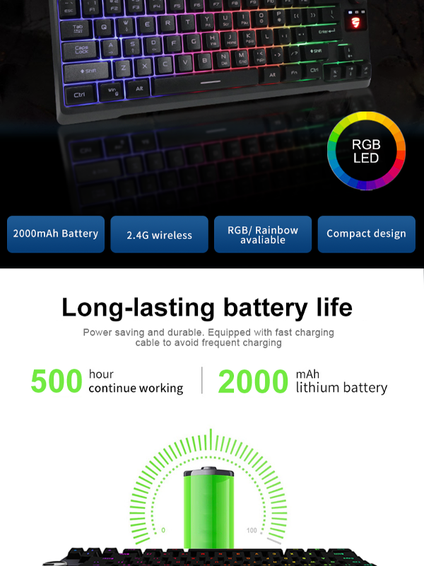 Buy Wholesale China Rgb Wireless Portable 64 Keys Mini Keyboard Dual ...