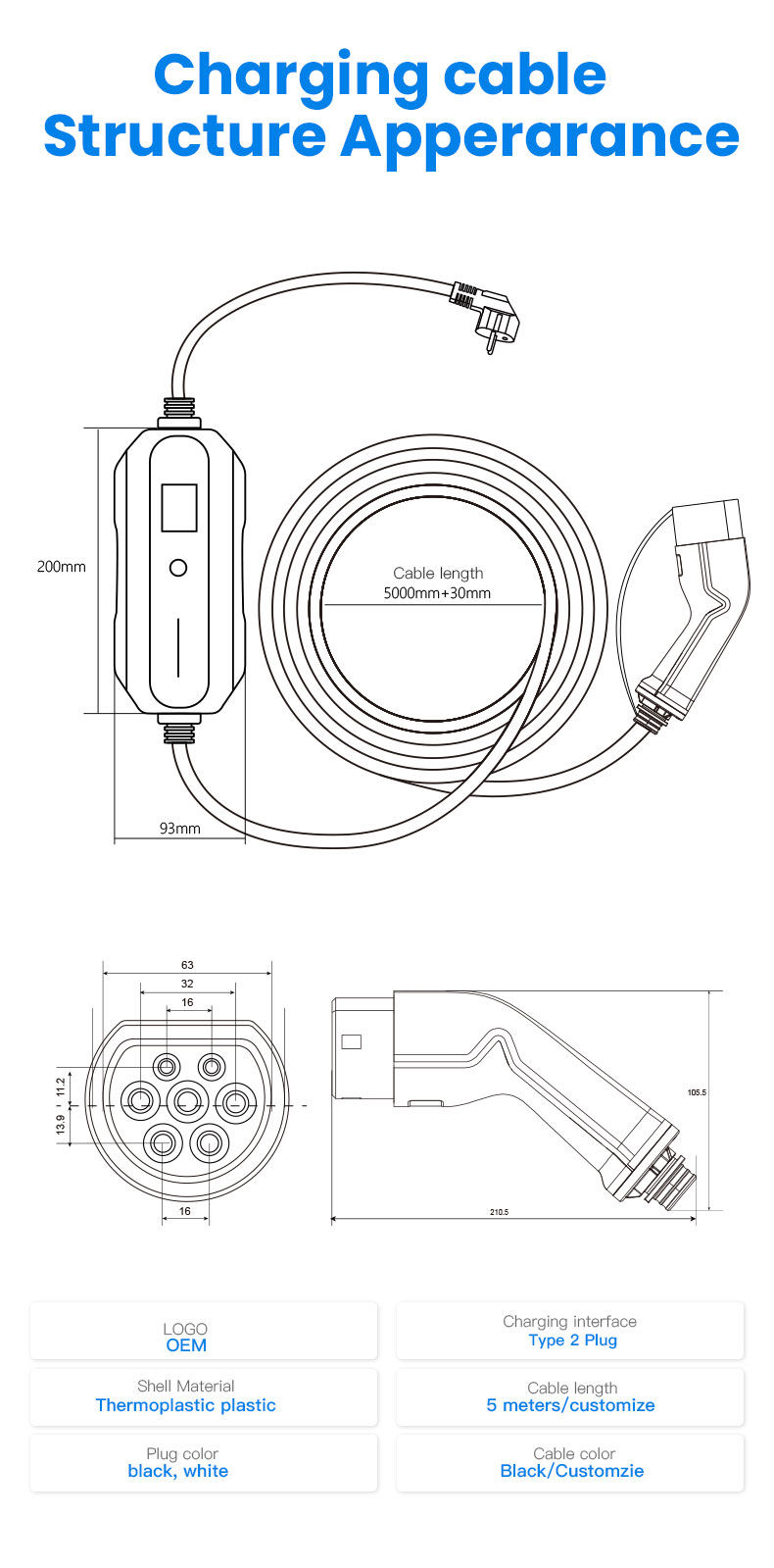 Mario-ev Hot Sale Ev Charger Cable Type 2 Portable Ev Charger With ...