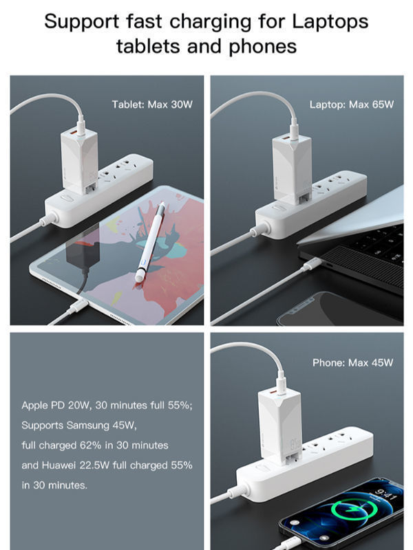 Buy Wholesale China Black Color 65w Type-c Pd Charger, Interchangeable ...