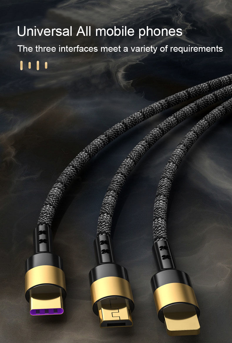 Buy Wholesale China Gold Plated 3 In 1 Charging Cable Multi-function ...