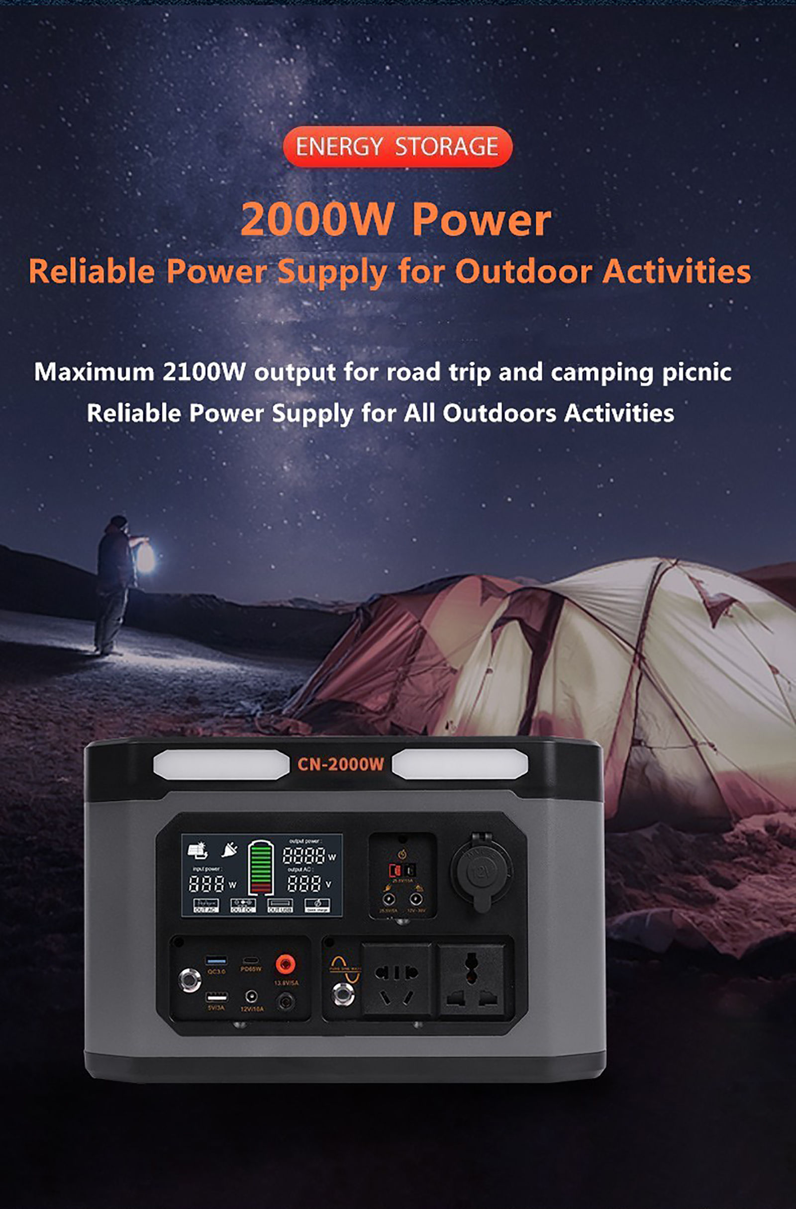 Buy Wholesale China Wireless Charging Waterproof 2000w Outdoor Camping ...