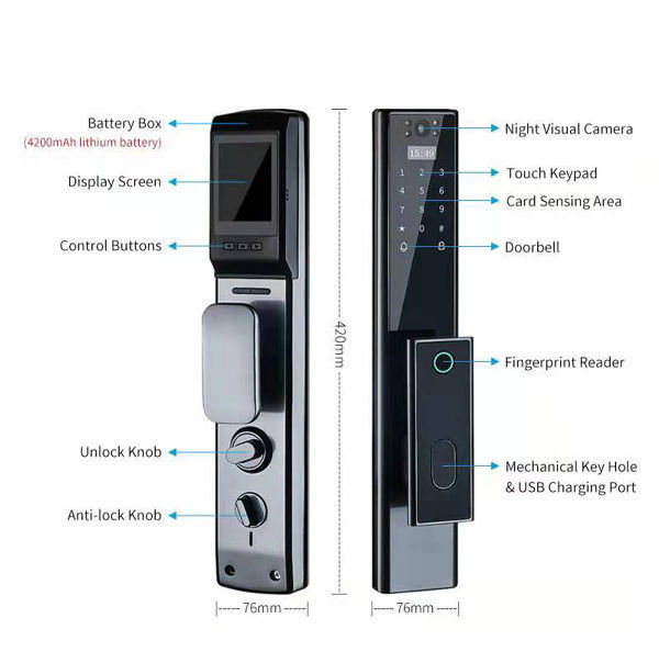Electronic Safety Smart Door Lock Automatic Fingerprint Lock With Built ...