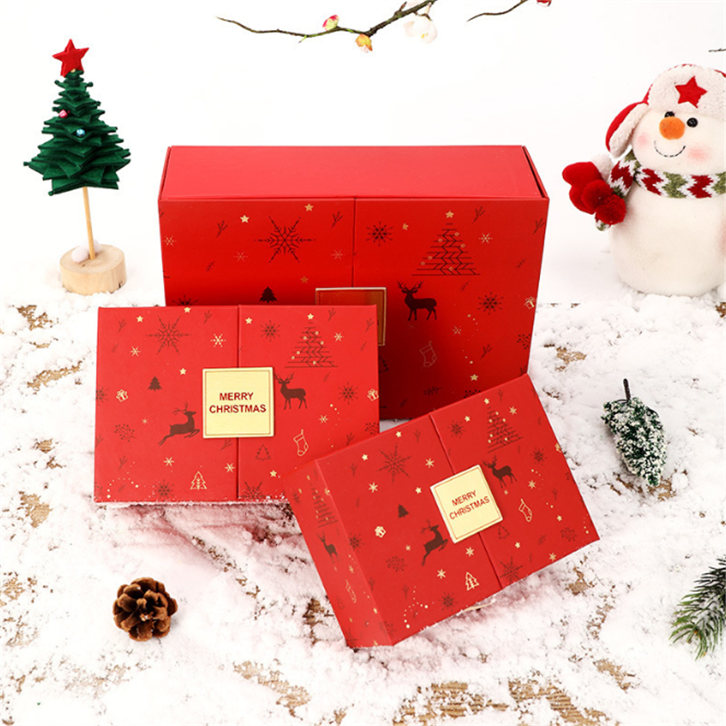 Double Door Product Box Printed Ribbon Cardboard Christmas Holiday Gift ...