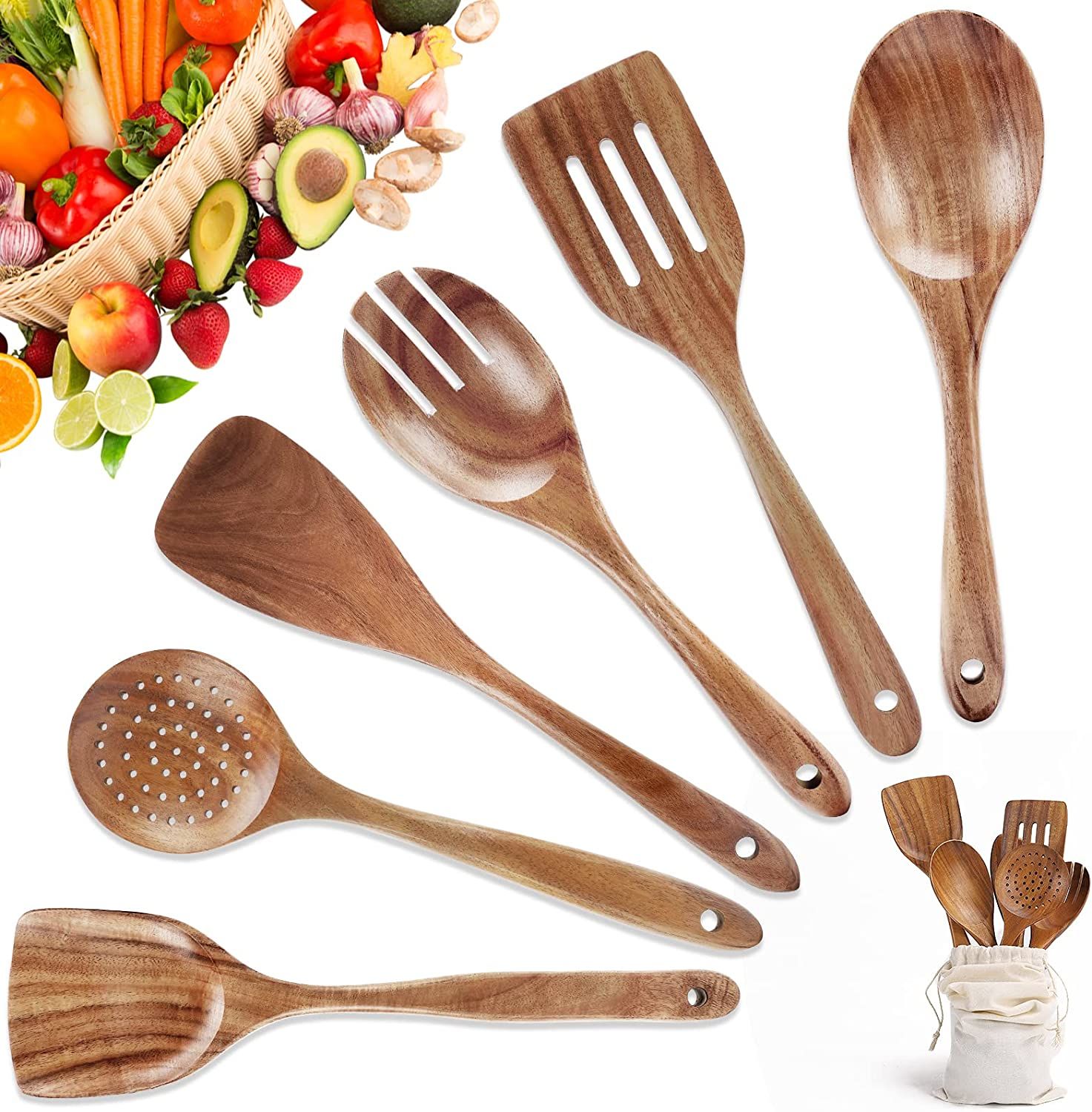 Buy Wholesale China Wooden Utensils For Cooking, 6pcs Natural Teak ...