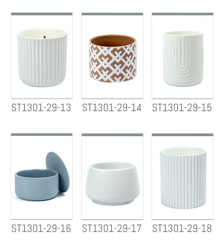 Custom Embossing Logo Ceramic Candle Jar Unique Empty Candle Vessels ...