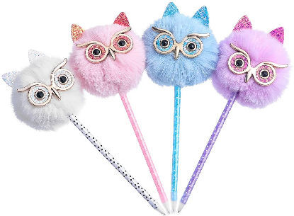 Buy Wholesale China Owl Gift Pen Colorful Fluffy Ball Pen For Easter ...