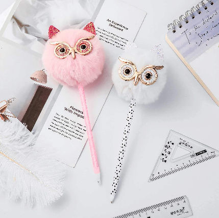 Buy Wholesale China Owl Gift Pen Colorful Fluffy Ball Pen For Easter ...