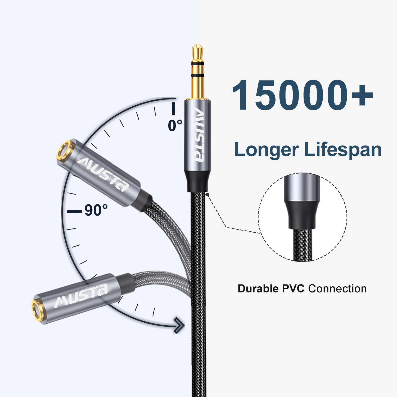 Buy Wholesale China Gold Plated Headphone Extension Cable Grey 3.28ft 3 ...
