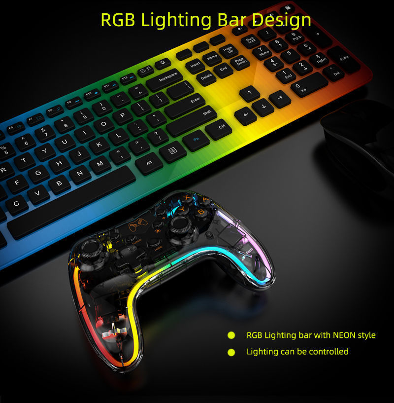 Rgb Lighting Dual Vibration Motion Sensor Wireless Gaming Controller ...