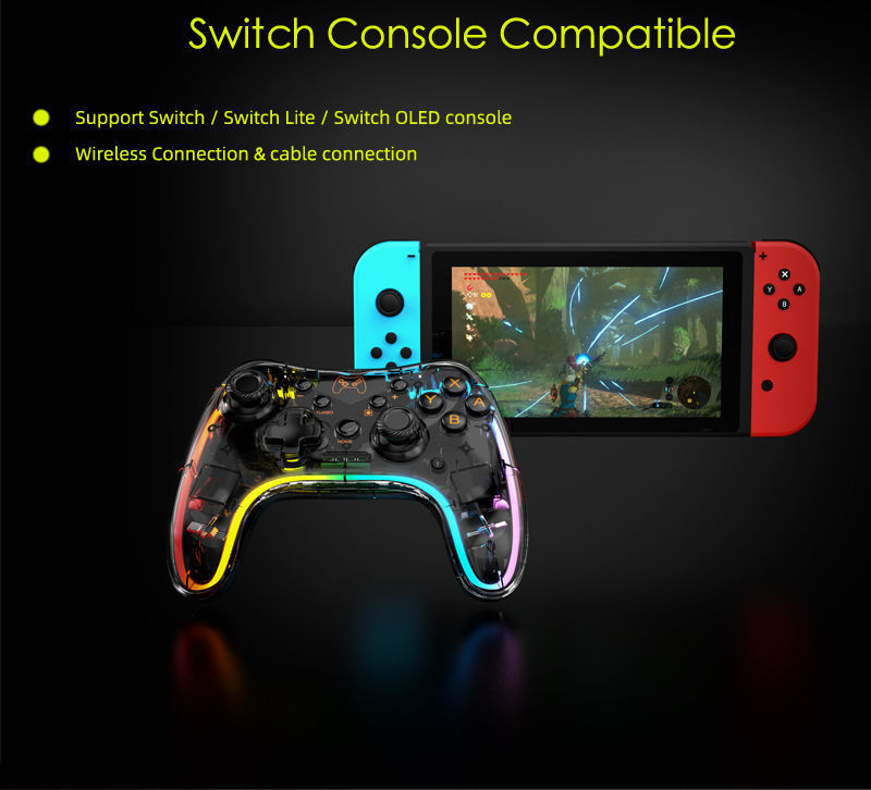 Rgb Lighting Dual Vibration Motion Sensor Wireless Gaming Controller For Nintendo Switch Lite ...