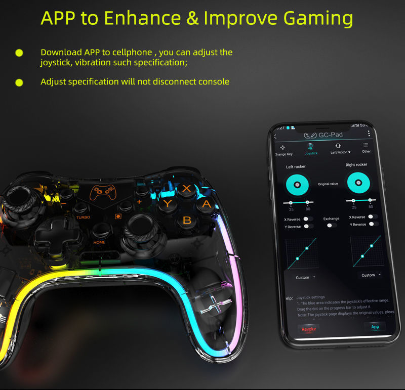 Rgb Lighting Dual Vibration Motion Sensor Wireless Gaming Controller ...