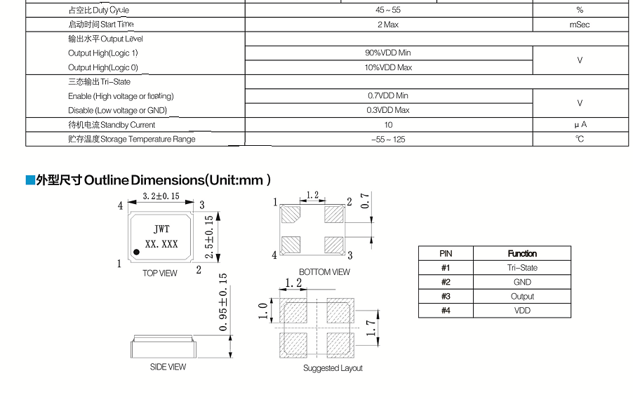 Jwt Factory New Product Smd 3225 4pin 32.768khz~125mhz Crystal ...