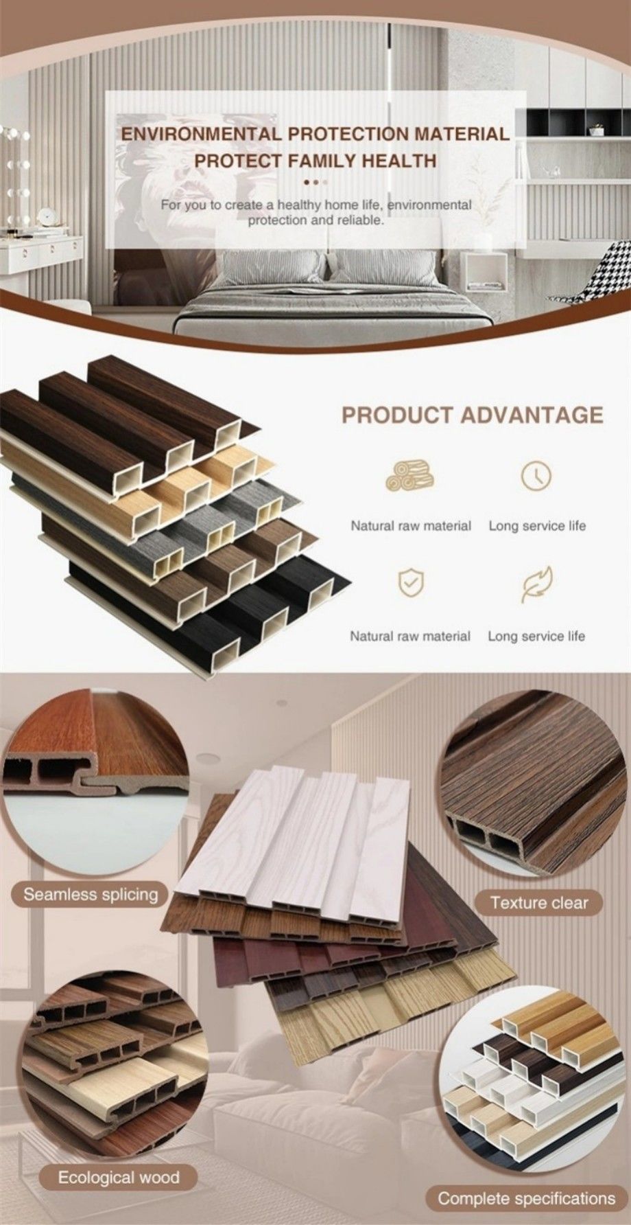 Outside Co-extrusion Wall Board Building Decoration Wood Plastic ...